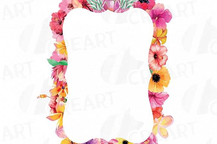 Floral frames watercolor clip art collection, Borders, sweet digital ...