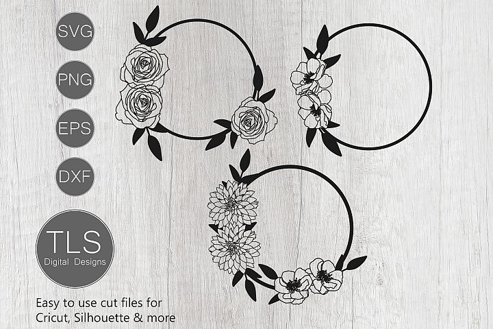 Flower Frame SVG, Floral frame SVG, Frame SVG, Flower circle (376789 ...