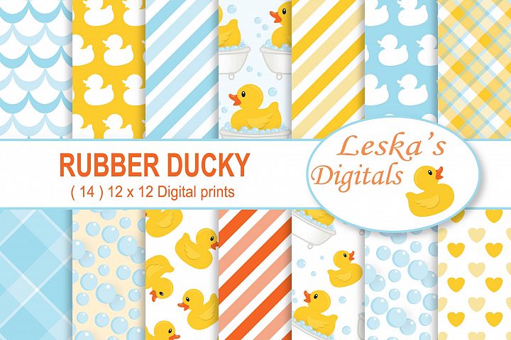 Rubber Duck Digital Paper Rubber Ducky Scrapbook Paper (135941 ...