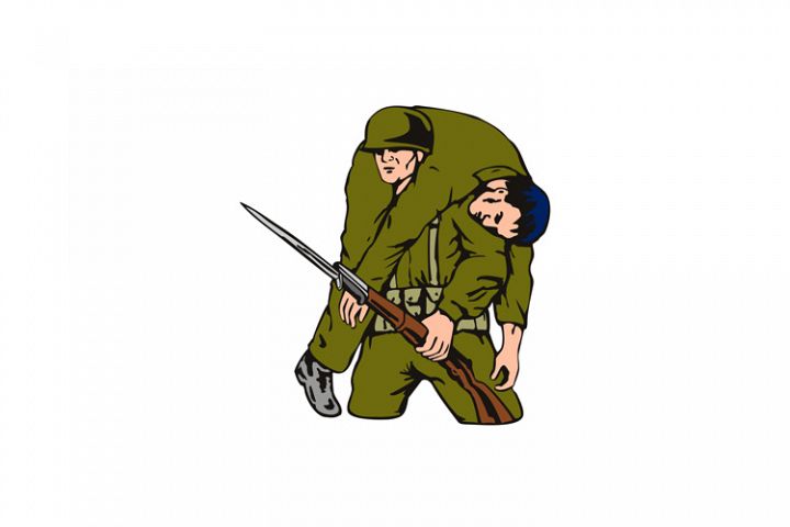 Soldier Carrying Wounded Comrade (336102) | Illustrations | Design Bundles