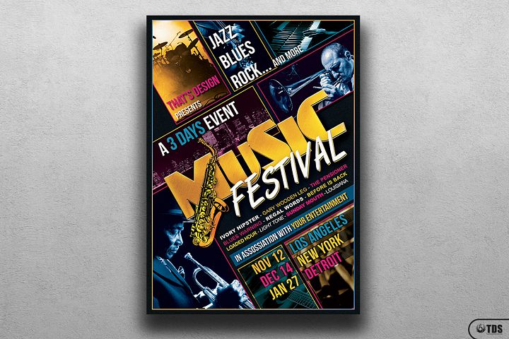 Music Festival Flyer Template V3 (22696) | Flyers | Design Bundles