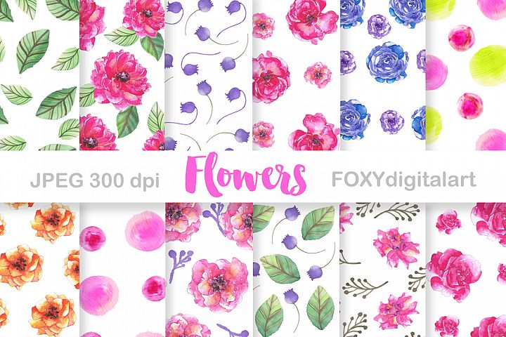 Digital paper watercolor flowers springtime wedding party (329450 ...