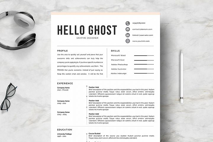 Modern Resume Template 4 Pages Design (11630) | Resume Templates ...
