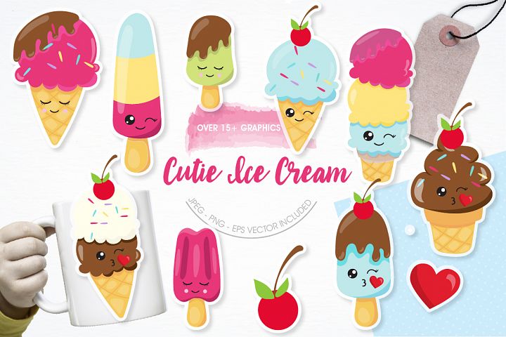 Cutie Ice cream graphics and illustrations