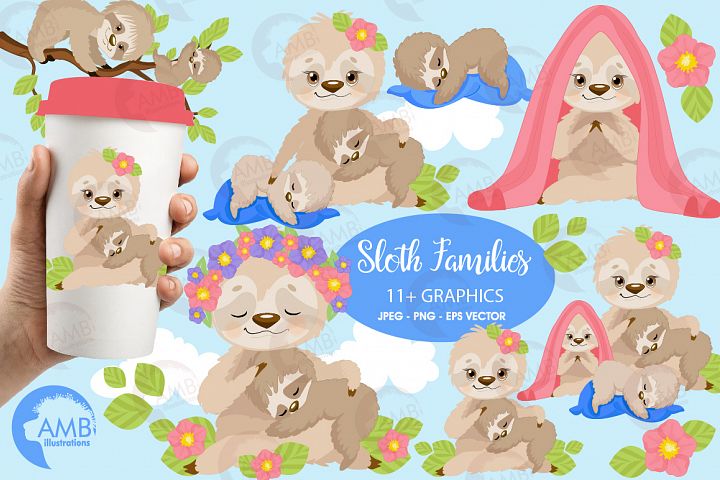 Sloth Families cliparts AMB-2201