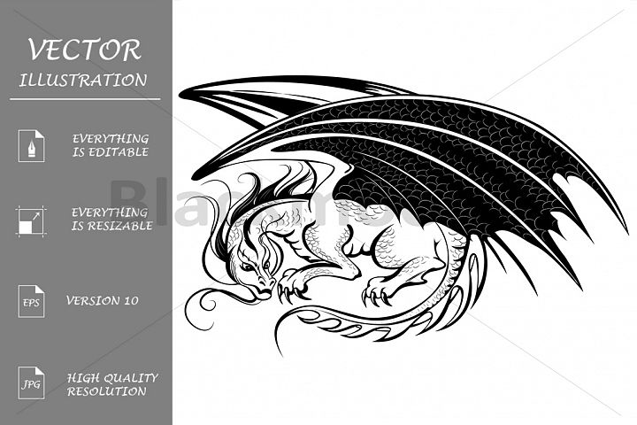 Stylized dragon (43422) | Illustrations | Design Bundles