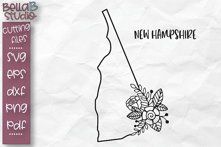 New Hampshire State SVG, NH Floral State Map SVG File
