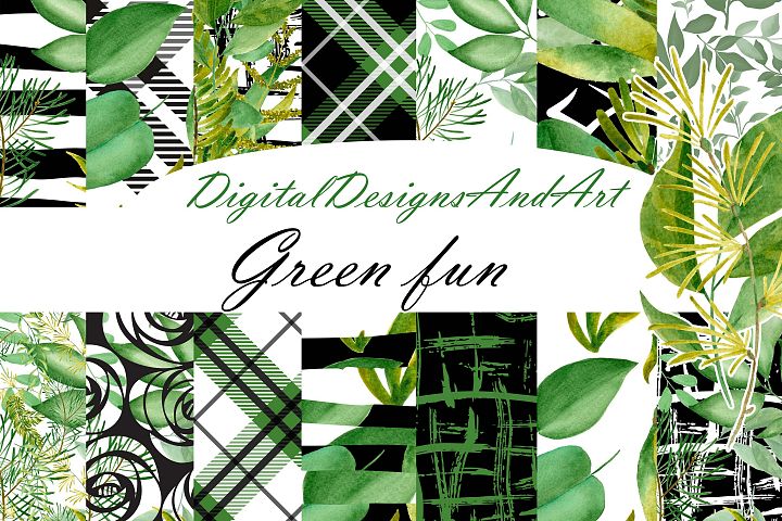 Green leaves paper (54338) | Patterns | Design Bundles