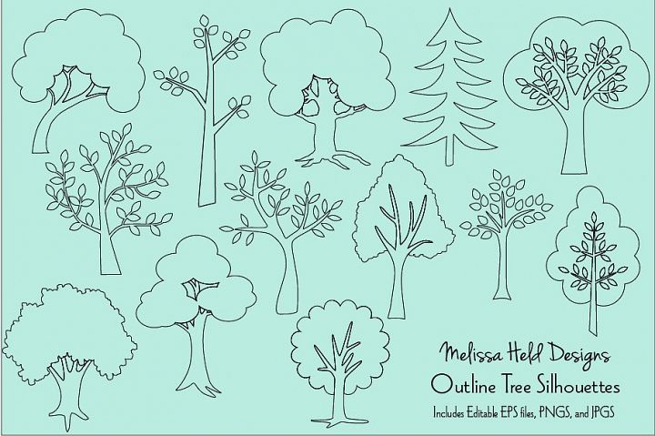 Outline Trees Clipart