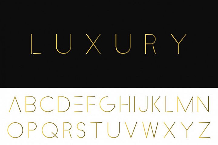 Luxury minimalistic alphabet. Gold font (19777) | Decorations | Design ...
