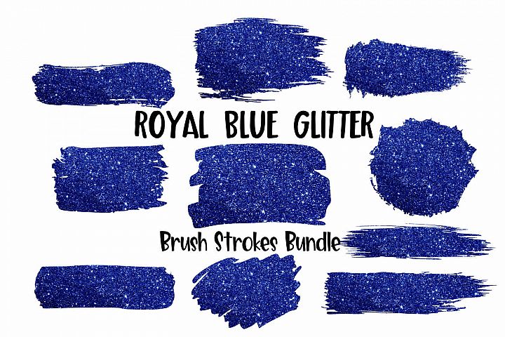 Royal Blue Glitter Brush Strokes Background Bundle PNG