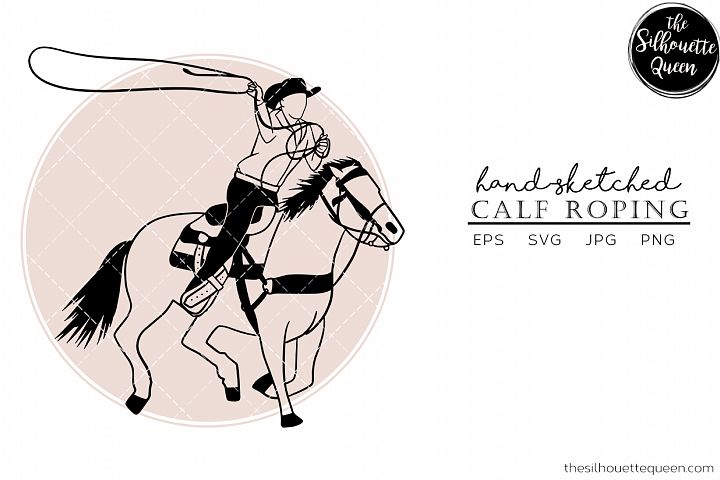 Hand drawn Calf Roping Vector Sketch