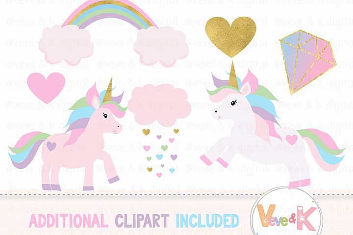 Unicorns Clipart, Rainbow Clipart, Unicorn Digital Papers, Rainbow ...