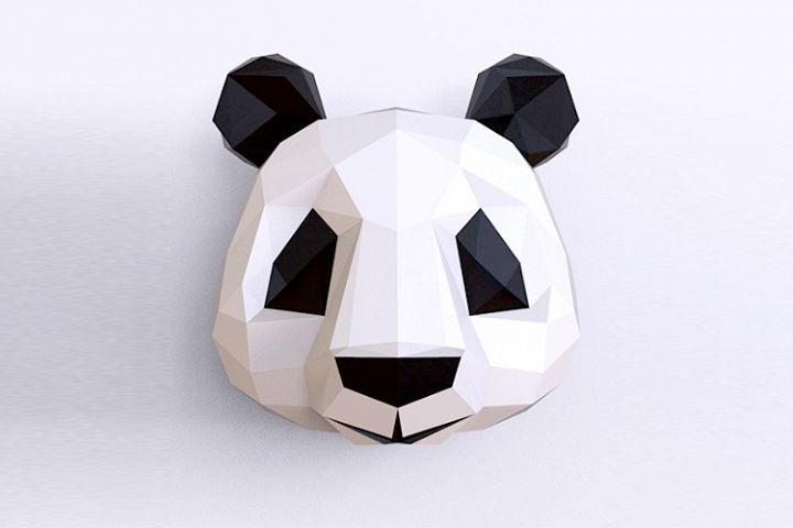 Paper cut panda low poly