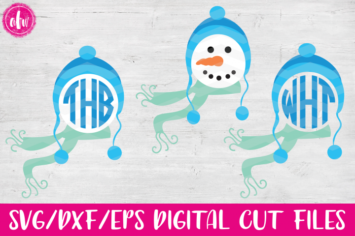 Monogram Snowman Head - SVG, DXF, EPS Cut File (13094) | SVGs | Design ...