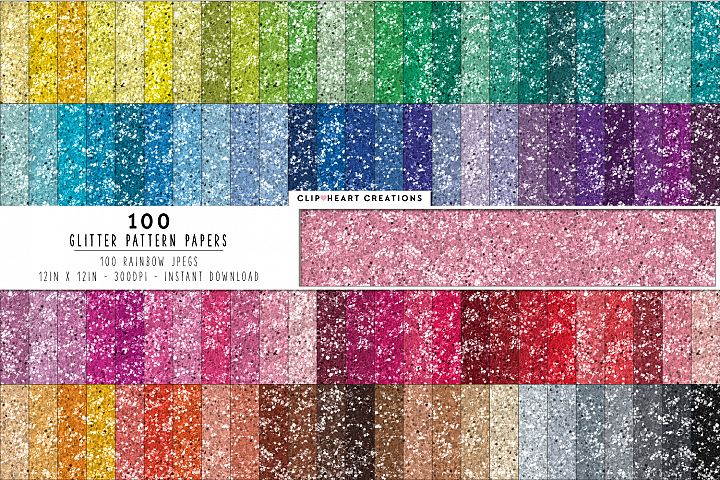 100 Chunky Glitter Pattern Digital Papers - rainbow colors