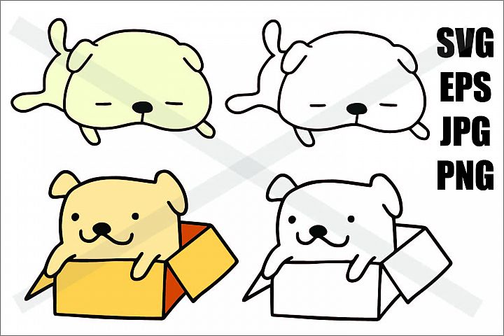 Dog in a box- PNG SVG EPS PNG (417272) | Illustrations | Design Bundles