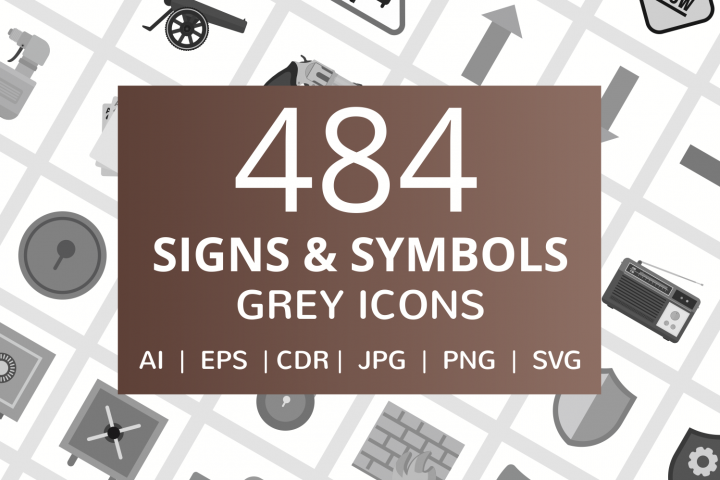 484 Signs & Symbols Greyscale Icons