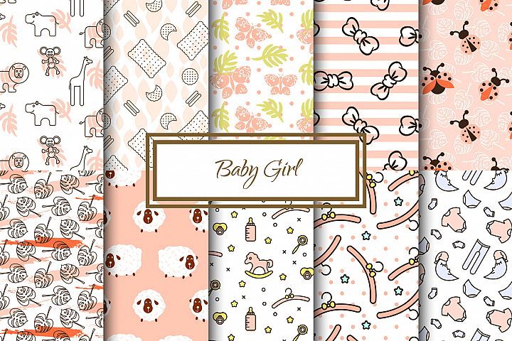 Baby Girl Cute Patterns (23807) | Patterns | Design Bundles