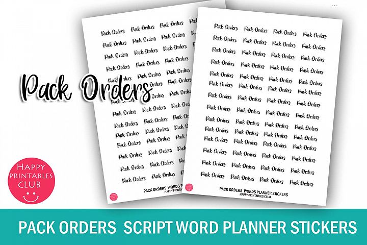 Pack Orders Script Words Planner Stickers- Orders Stickers