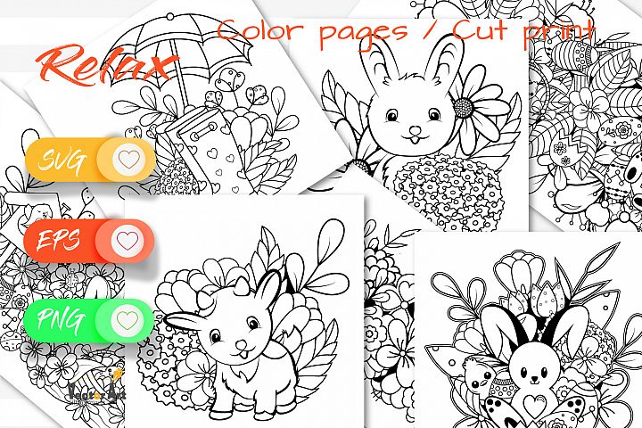 7x Easter and Spring - Mini Bundle - SVG and Coloring Page