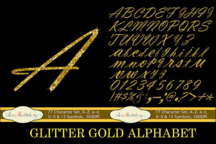 Glitter gold alphabet script / PNG high quality alphabet set for all ...