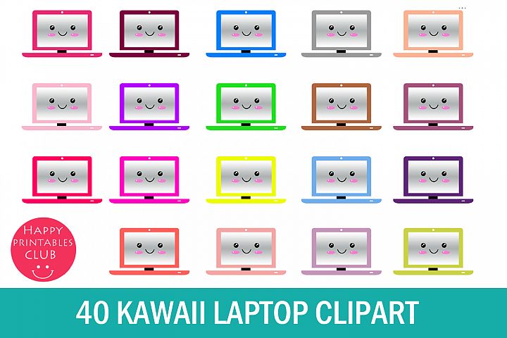 40 Kawaii Laptop Clipart- Cute Laptop Clipart