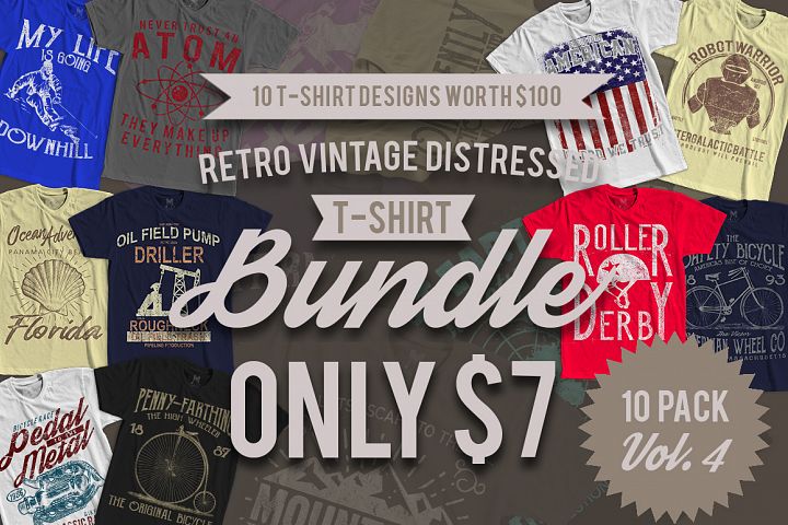 Retro Vintage T-Shirt Designs 10 Pack Vol. 4