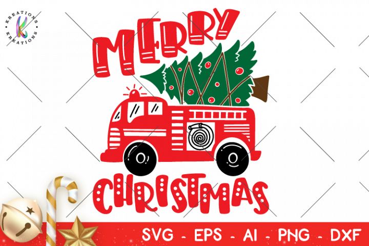 Fire Truck Christmas svg Fire Fighter Cute Kids svg