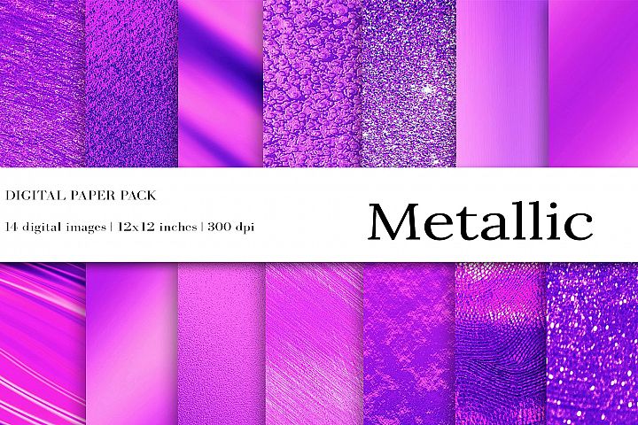 Metallic Violet Digital Papers, Violet Textures