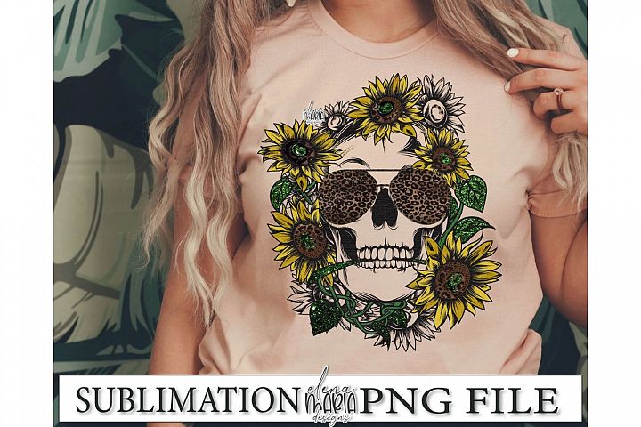 Skull Face With Leopard Print Glasses PNG Sublimation