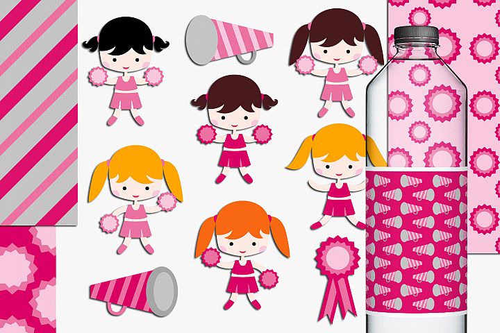 Pink Cheerleaders (252294) | Illustrations | Design Bundles