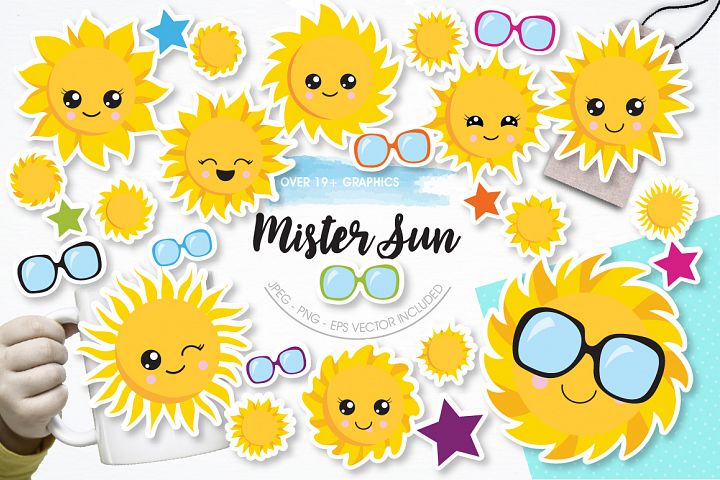 Mister sun graphics and illustrations