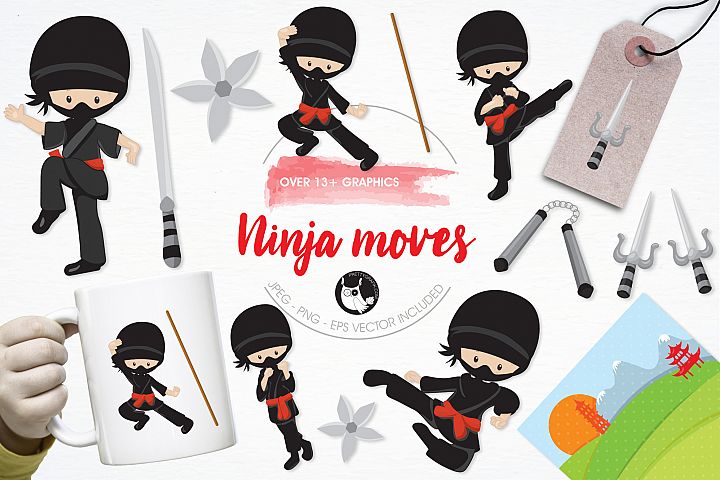 Ninja Moves graphics and illustrations (14949) | Illustrations | Design ...