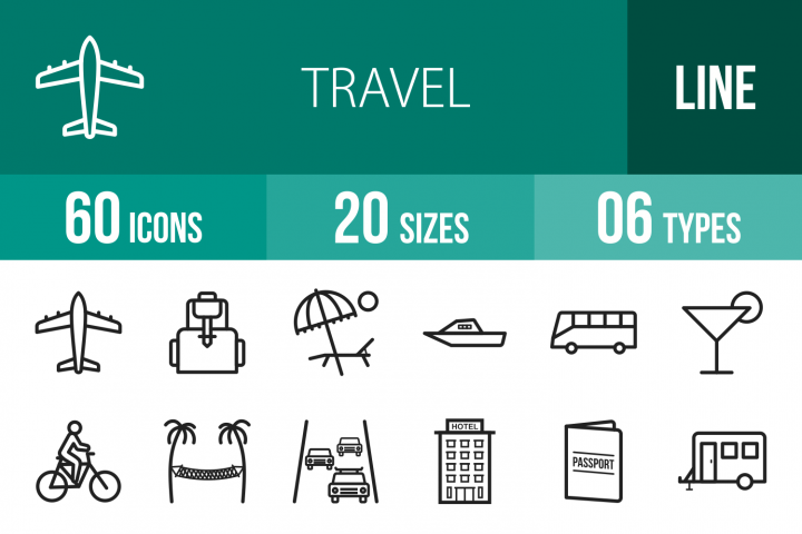 60 Travel Line Icons