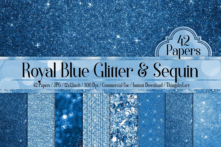 42 Royal Blue Luxury Shimmer Glitter Digital Papers (134044 ...