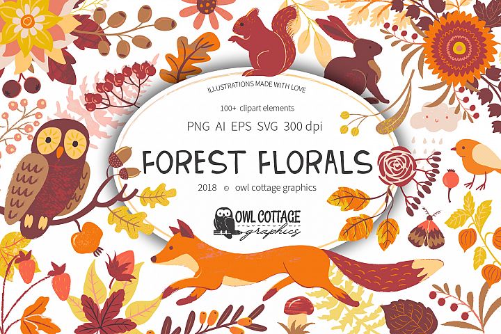 Forest Clipart Set- Vector and Raster Versions (148210) | Illustrations ...