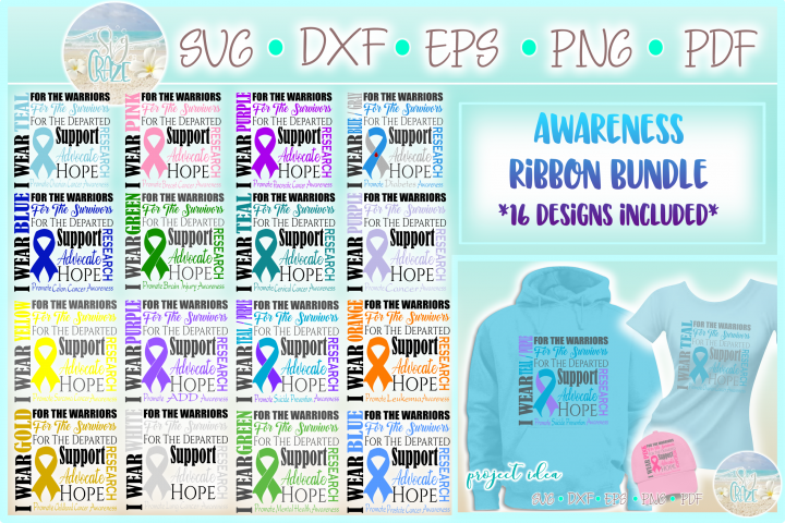 Awareness Ribbon Bundle SVG Dxf Eps Png files (60371) | SVGs | Design ...