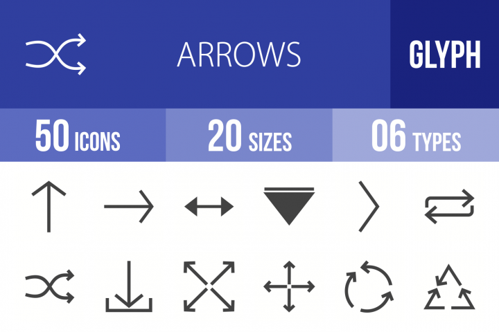 50 Arrows Glyph Icons