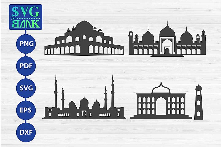 Set of Mosque SVG, Masjid SVG, Masjid silhouette
