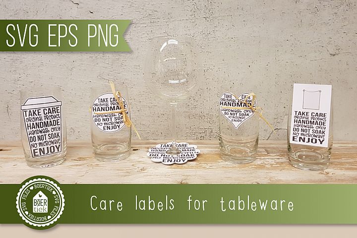 Care labels for tableware made with decal, etc. Print & Cut.