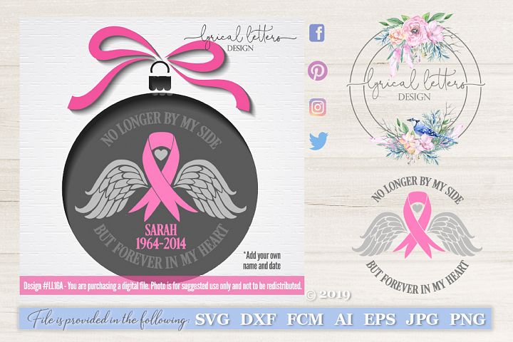 Cancer Memorial Pink Ribbon SVG DXF Cut File LL166A