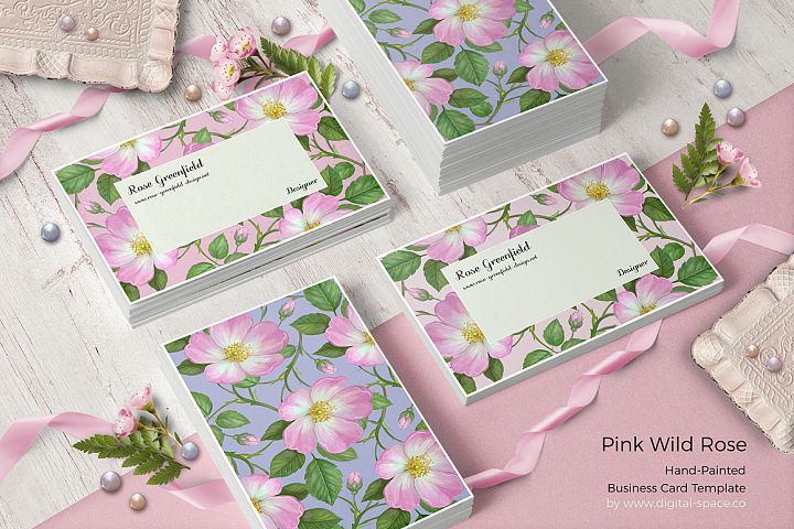 Pink Rose Business Card Template