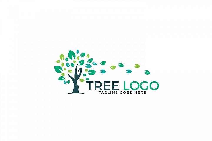 Green tree vector logo design.