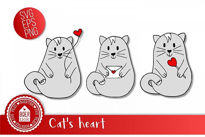 Cat's heart, three cat's, SVG cutting file (73343) | Cut Files | Design ...