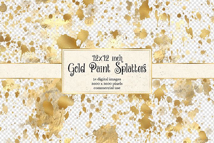 12x12 Gold Paint Splatter Overlays