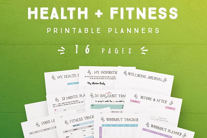 Health and Fitness Printable Planners - 16 Pages