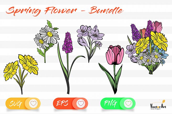 Spring Flower - Bundle - Cut Files with 2 Layers