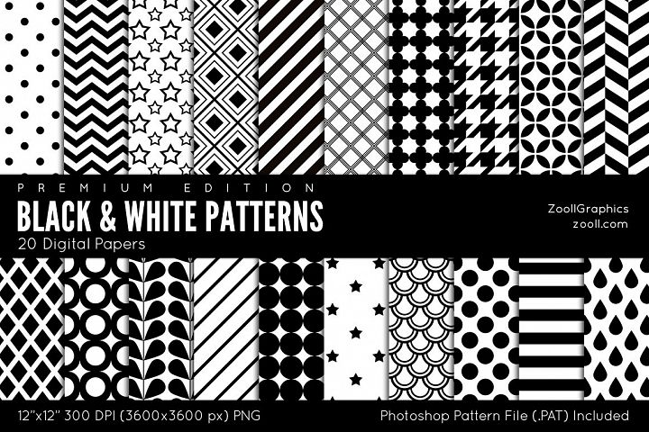 Black And White Patterns Digital Papers (84986) | Patterns | Design Bundles