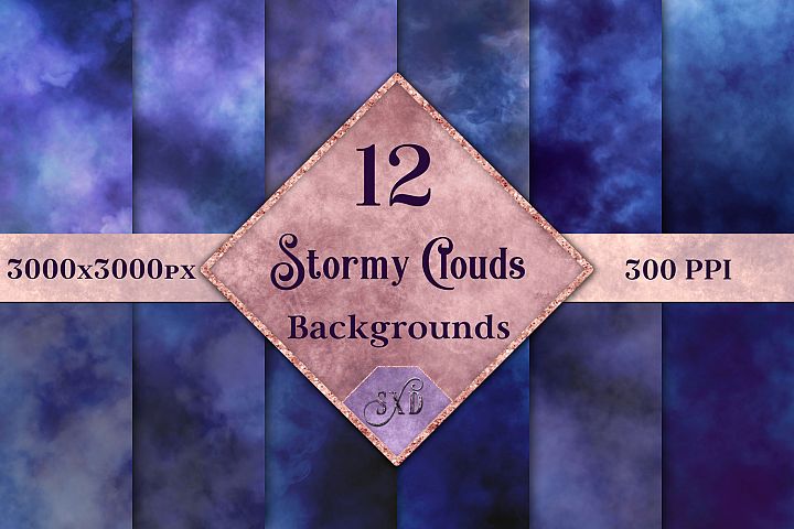 Stormy Clouds Background Images - 12 Image Textures Set